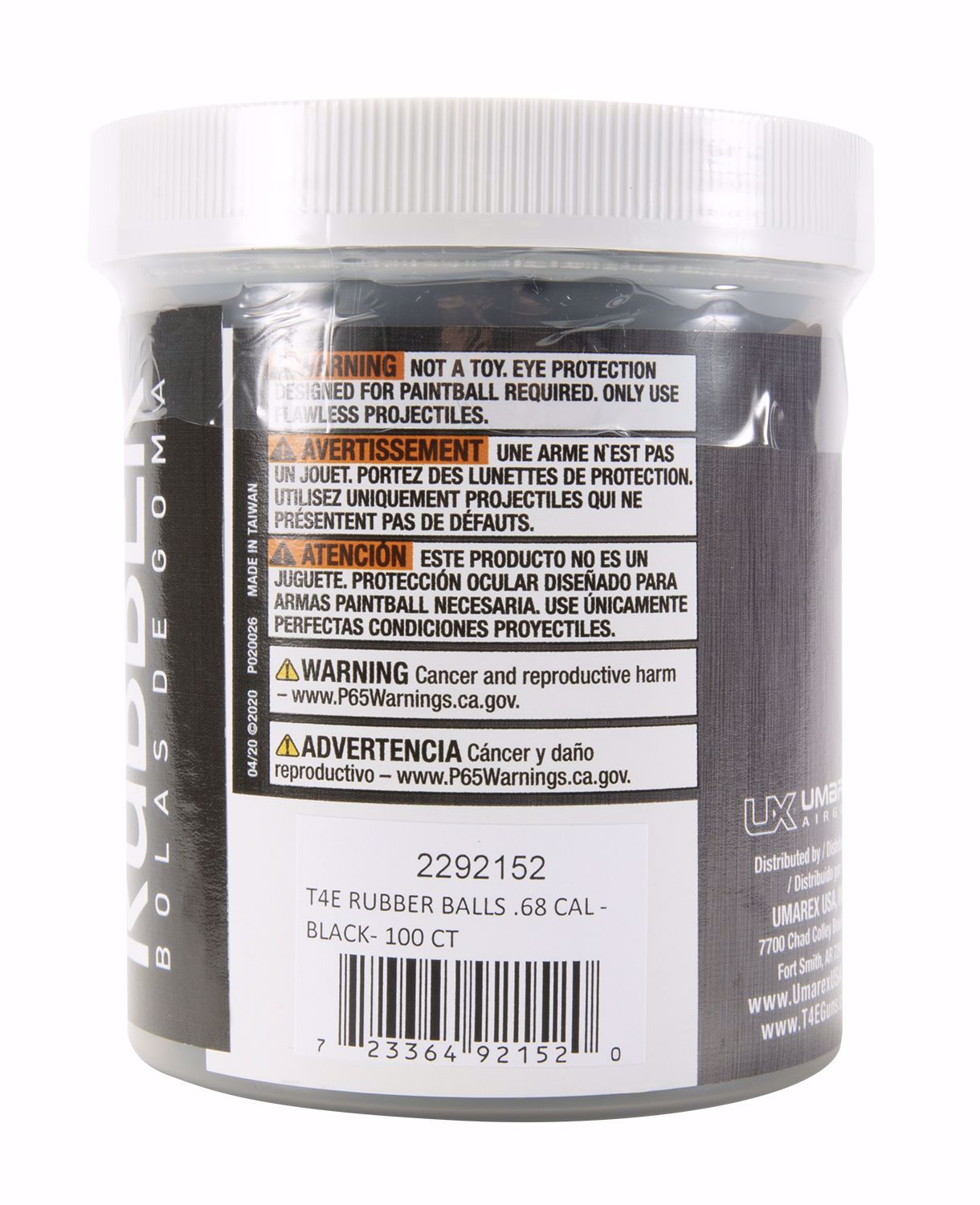 T4E Guns Training | T4E RUBBER BALLS .68 CAL -BLACK- 100 CT